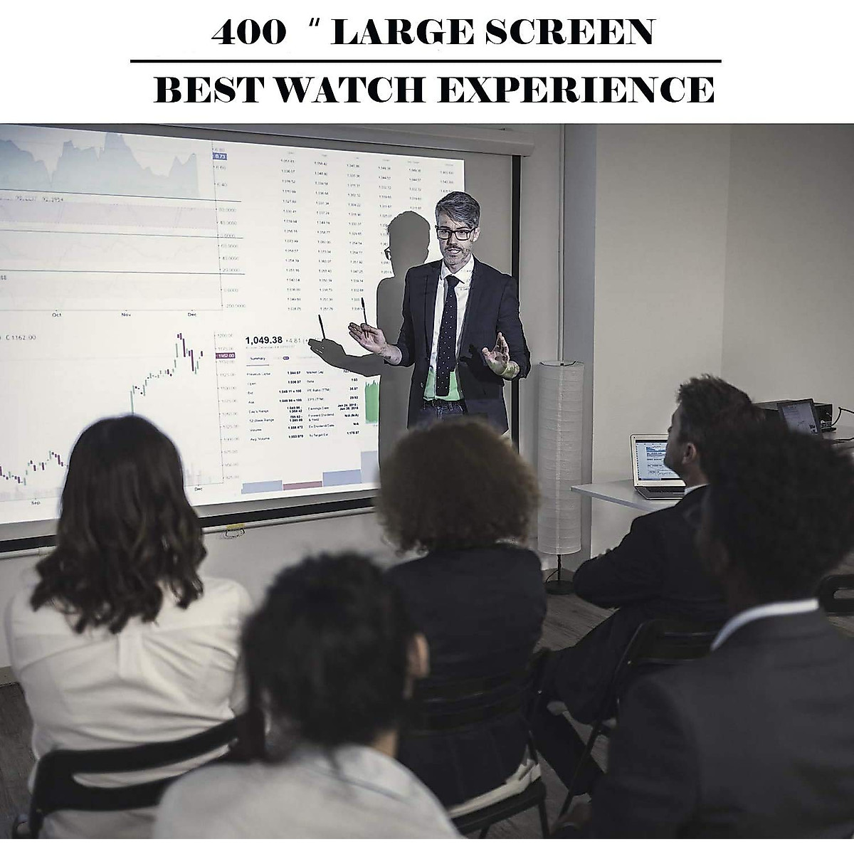 JIFAR HD Projector with WiFi and Bluetooth, 5G WiFi Native 1080P 12000L Outdoor Projector Support 4K 450" Display, Mini Portable Movie Projector, for PPT, Dolby, TV, VGA, Laptop, iOS & Android Phone