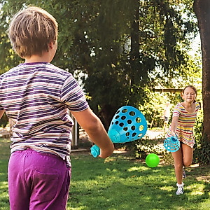 Outdoor Indoor Games Activities for Kids, Pop and Catch Ball Family Games with 6 Launcher Baskets and 10 Balls, Beach Yard Sport Birthday Halloween Party Gifts Toys for Kids Ages 4 5 6 8 12+ Years Old