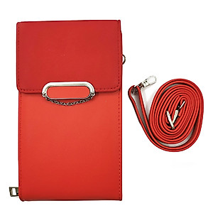 Aovtero Small Cell Phone Crossbody Purse for Women Mini Shoulder Handbag Wallet with Credit Card Slots (Red)