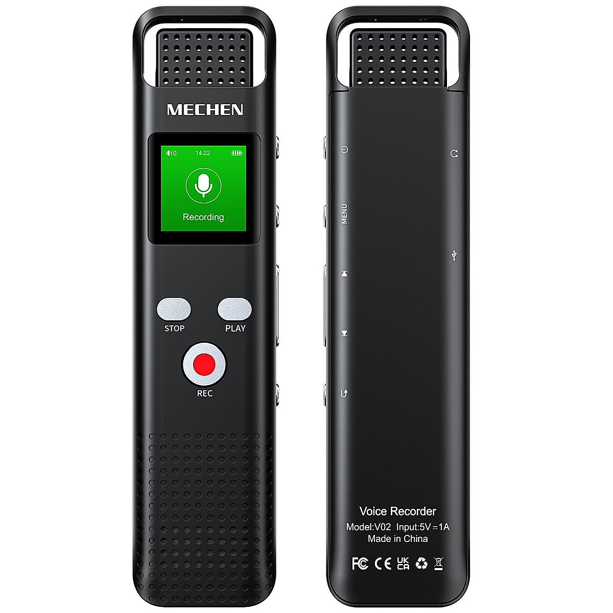 64GB Digital Voice Recorder Voice Activated Audio Recorder for Lectures Meetings - MECHEN 1536Kbps Small Rechargeable Dictaphone with Playback,7-Level Noise Reduction,Microphone,Password (Black)