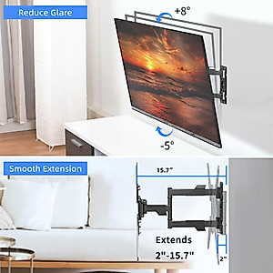 XINLEI Full Motion TV Wall Mount for Most 26-55 Inch Flat Curved TVs, Wall Mount TV Bracket with Swivel Articulating Extension Tilt Arm, Support up to 70lbs, Max VESA 400x400mm(MAP3)