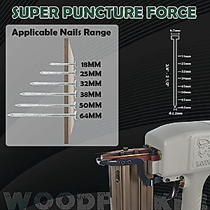 Woodpecker ST64 14 Gauge 3/4" to 2-1/2" Pneumatic Concrete T Nailer Gun with 400pcs Concrete T Nails, Air Power Heavy Duty Concrete Nail Gun Brad Nailer Finish Nailer for Woodworking