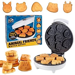 Animal Mini Waffle Maker- Make 7 Different Shaped Pancakes for Easter Morning- Includes a Cat Dog Reindeer & More- Electric Nonstick Waffler Iron, Pan Cake Cooker Makes Fun Breakfast, Gift for Kids