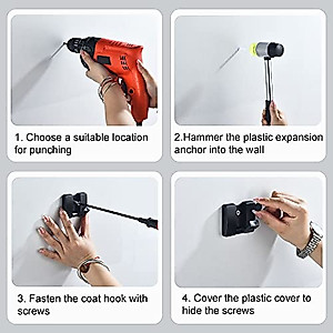 DMYMAT Black Towel Hooks for Bathrooms, Folding Hideaway Coat Hooks 2 Pack, Modern Heavy Duty Wall Hooks, Space Aluminum Material, for Bedroom Closet Hanging Robe Clothes Hat Key