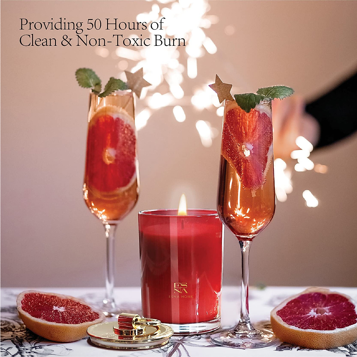 ESNA HOME Aromatherapy Scented Candles | Lavender Essential Oil | 50 Hours Burn Soy White Candles | Celebrate Mom Self Care Present for Mom | Unique Present Room Decor Candle for Home Scented