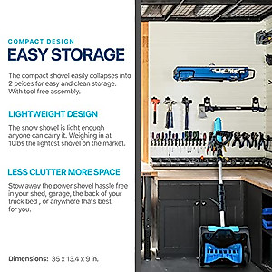 AlphaWorks Snow Thrower Power Shovel 4Ah DC 20V Upgraded Design, Cordless Rechargeable Handheld, Lightweight 10" in. Width 5" in. Depth, 25' ft Throwing Distance, 300 lbs per Min