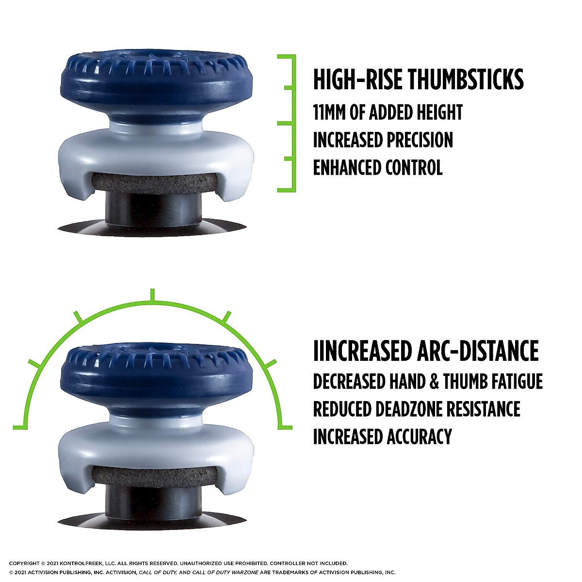 KontrolFreek Call of Duty: Warzone Performance Thumbsticks for Xbox One and Xbox Series X | 2 High-Rise, Hybrid| Blue/Gray