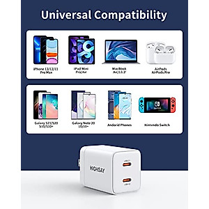 USB C Charger Block PD 3.0 Double C Charger Block 40W Fast Charger Dual USB C Wall Plug w/Foldable Plug, 2-Port (20W+20w) Charger Block USB C for iPhone 14/13 Pro Max, iPad, Galaxy, Pixel etc.
