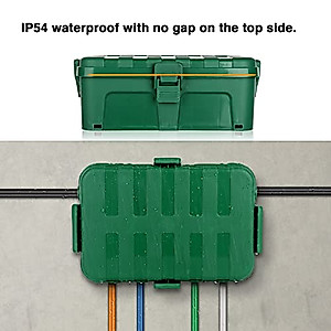 Flemoon IP54 Waterproof Electrical Box, Big Outdoor Plug Cover Weatherproof, Protect Outdoor Outlet, Timer, Extension Cord, Power Strip, Pool Pump, Fountain, String Light, Holiday Decoration, Green