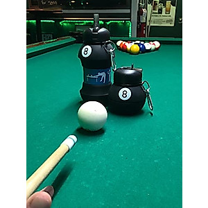 8 Ball Water Bottle - Collapsible Silicone Durable Handheld H2O Wide Mouth Black Sports Billiards Ball Container holds 19oz