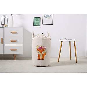 LifeCustomize Large Laundry Hamper Basket Lovely Baby Fox Clothing Storage Bins Boxes Organizer Foldable Waterproof Nursery Hamper with Handles