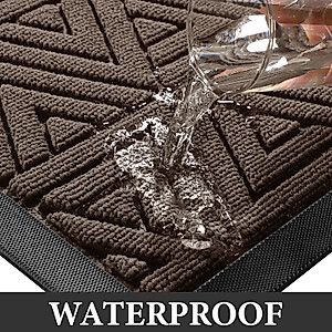 Yimobra Front Door Mat Outside Entrance 36 x 24, Waterproof and Washable Outdoor Mat, Non Slip Rubber Backing, Heavy Duty Welcome Matt for Home Entry Floor Porch Garage Office, Low Profile, Brown