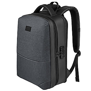 Anti Theft Hard Shell Laptop Backpack 15.6 Inch, Waterproof Expandable Business Computer Backpack with USB Charging Port and Lock for Men, Women Durable College Student Bookbag Travel Daypack, Black