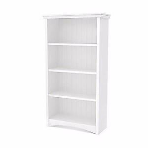 Atlin Designs Modern 4 Tier Bookcase, 58" Wood Bookshelf with Adjustable Shelves, White