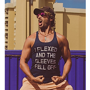Crazy Dog Mens I Flexed and The Sleeves Fell Off Tank Top Funny Gym Workout Tee Hilarious Sleeveless Muscle Shirt for Guys at The Gym Royal XXL