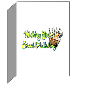 CafePress Birthday Cupcake Shiba Inu Folded Greeting Card Glossy