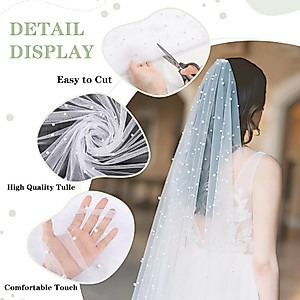 White Pearl Tulle Fabric 3 Yard Sheer Mesh Fabric Bridal Veil Wedding Table Decorations for Wedding Sweetheart Sewing DIY Crafts Gowns Crafts