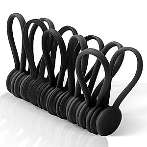 Kamemc Black Magnetic Cable Ties 10-Pack, Silicone Cord Twist Ties Magnet Strap for Charging Wire Organizer, Earphone Cords Wrap, Fridge Magnets, Storage Or Travel