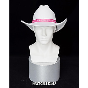 DAYONESHOP White Cowboy Hat Rhinestone Star Pink Cowgirl Hat Costume Accessories Party Favors Disco Women Men 2023