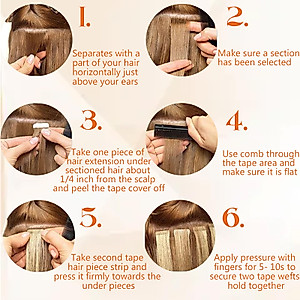 Full Shine Tape in Hair Extensions Human Hair 18 Inch Hair Extensions Tape in Color Dark Brown 3 Fading to 8 and 22 Tape in Hair Extensions 20Pcs 50Grams Balayage Tape Extensions For Women