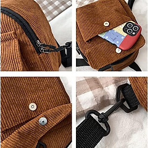 MBVBN Cute Mini Corduroy Backpack Casual Shoulder Bag Casual Kawaii Small (Black)