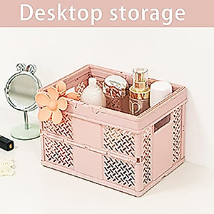 Multifunction Outdoor Picnic Basket Supermarket Shopping Basket Spring Outing Vegetable Basket Portable Carry Basket Vegetable and Fruit Basket Folding Storage Basket 1pcs (Pink)