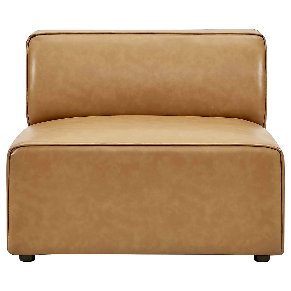 Modway Mingle Vegan Leather Sectional Sofa Armless Chair in Tan