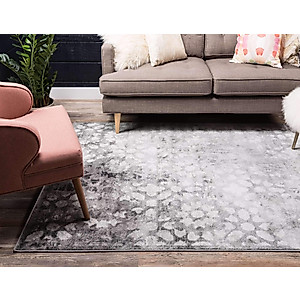 Unique Loom Sofia Collection Area Rug - Larvotto (6' 1" x 9' Rectangle, Dark Gray/ Ivory)