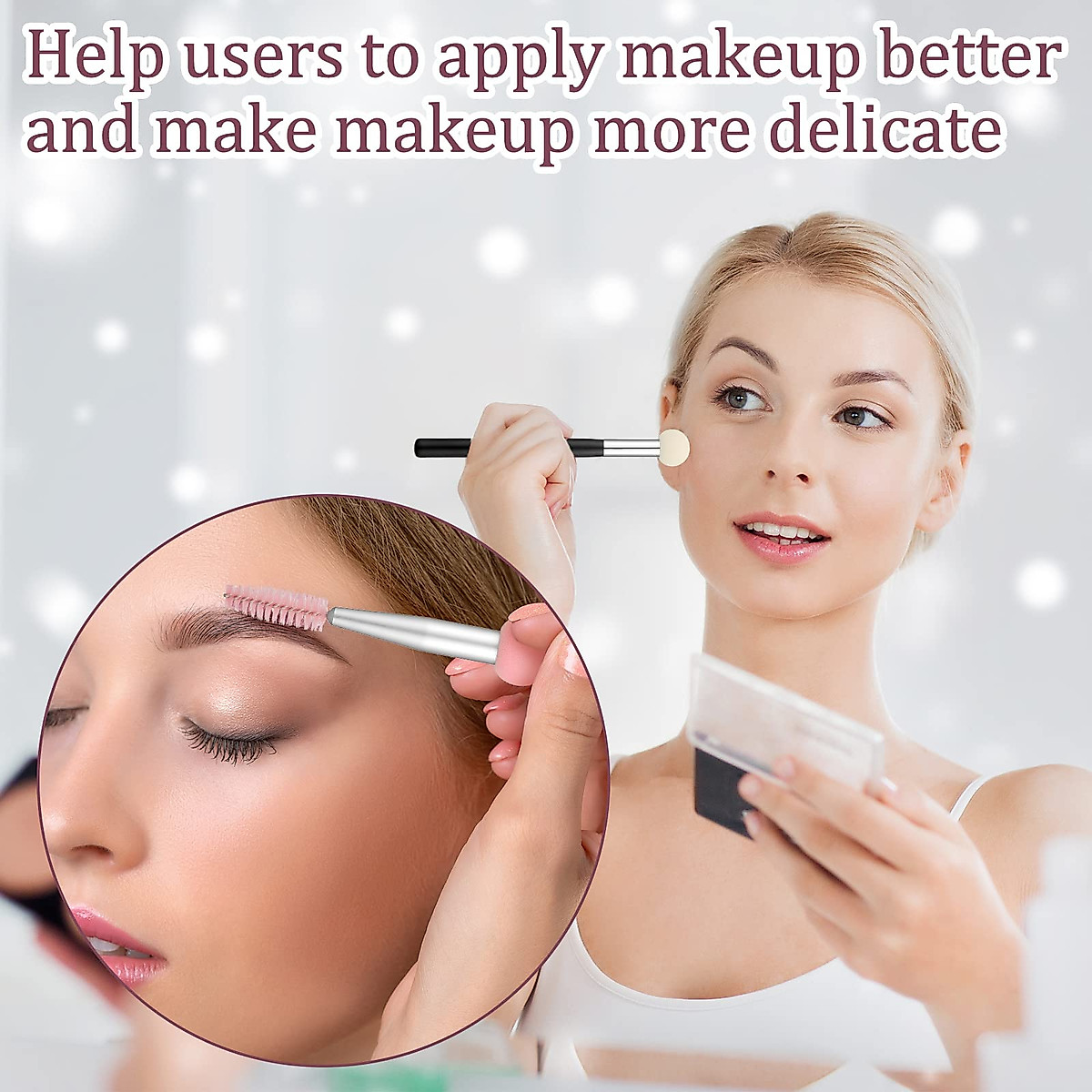 Skyley 10 Pcs Beauty Sponge Makeup Brush Set Sponge Applicator Concealer Brush Soft Head Makeup Brush Double Head Makeup Brush with Eyebrow Brush