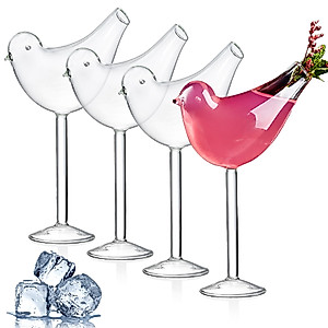 Mezchi 4 Pack Bird Cocktail Glasses, 160ml/5.4 Oz Bird Shaped Martini Glass, Clear Fancy Drinking Glasses, Unique Wine Glasses for champagne, Mixed Drinks, Party, Wedding and Home decor
