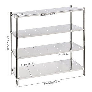 DAJILISHI Storage Shelf, 4-Tier Storage Shelving Unit, Stainless Steel Garage Shelf, 60x18.5 x 60 inch Heavy Duty Storage Shelving, 1320 Lbs Total Capacity with Adjustable Height and Vent Holes