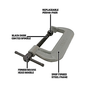 WILTON 108 Heavy-Duty C-Clamp, 7-3/4' Opening, 2-5/8' Throat (14170) Gray