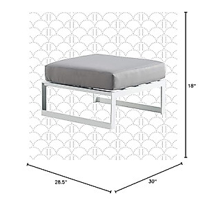 Elle Decor Modern Mirabelle Outdoor Patio Modular Furniture Collection, White or Gold Frame, Ottoman, White