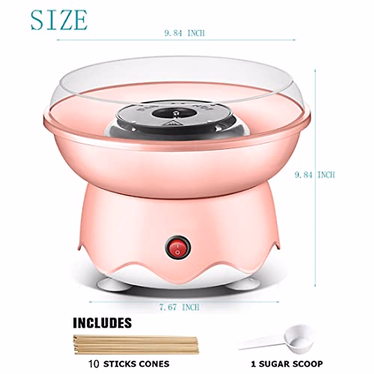 Cotton Candy Machine for Kids, Professional Cotton Candy Maker Machine BPA Free with 10 Cones and Sugar Scoop for Birthday Parties, Children's Day