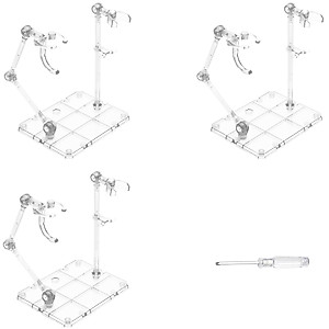 3 Pack Action Figure Stand, Transparent Assembly Action Figure Display Holder Base Model Support Stand Compatible with 6" HG/RG/SD Gundam 1/144 Toy with Screwdriver