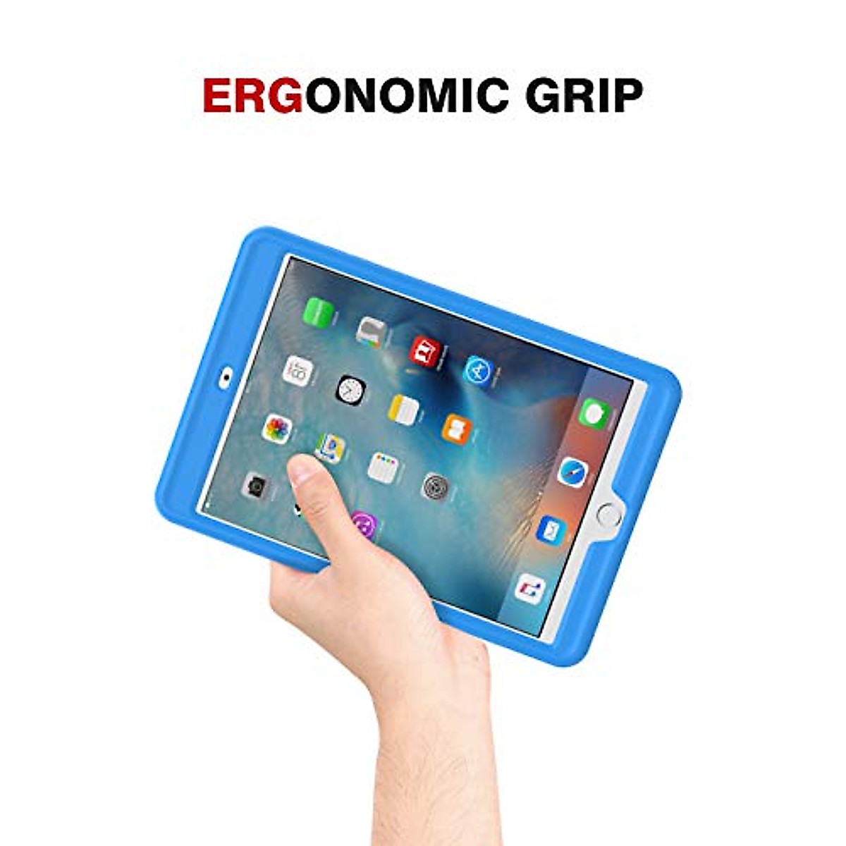 MoKo Case Fit iPad Mini 3/2/1- Light Weight Shock Proof Soft Silicone Back Cover [Kids Friendly] Fit iPad Mini 1 (2012), iPad Mini 2 (2013), iPad Mini 3 (2014), Blue