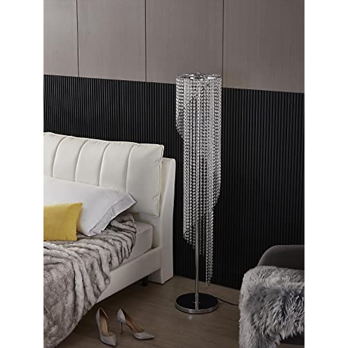 Surpars House Silver Crystal Floor Lamp S Shape Chrome Finish