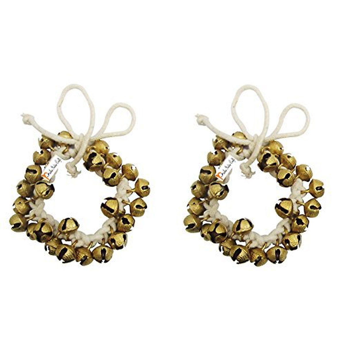 Prisha India Craft Kathak Ghungroo Pair, (25+25) (12 No. Ghungroo) Bells Tied with Cotton Cord Indian Classical Dancers Anklet Musical Instrument