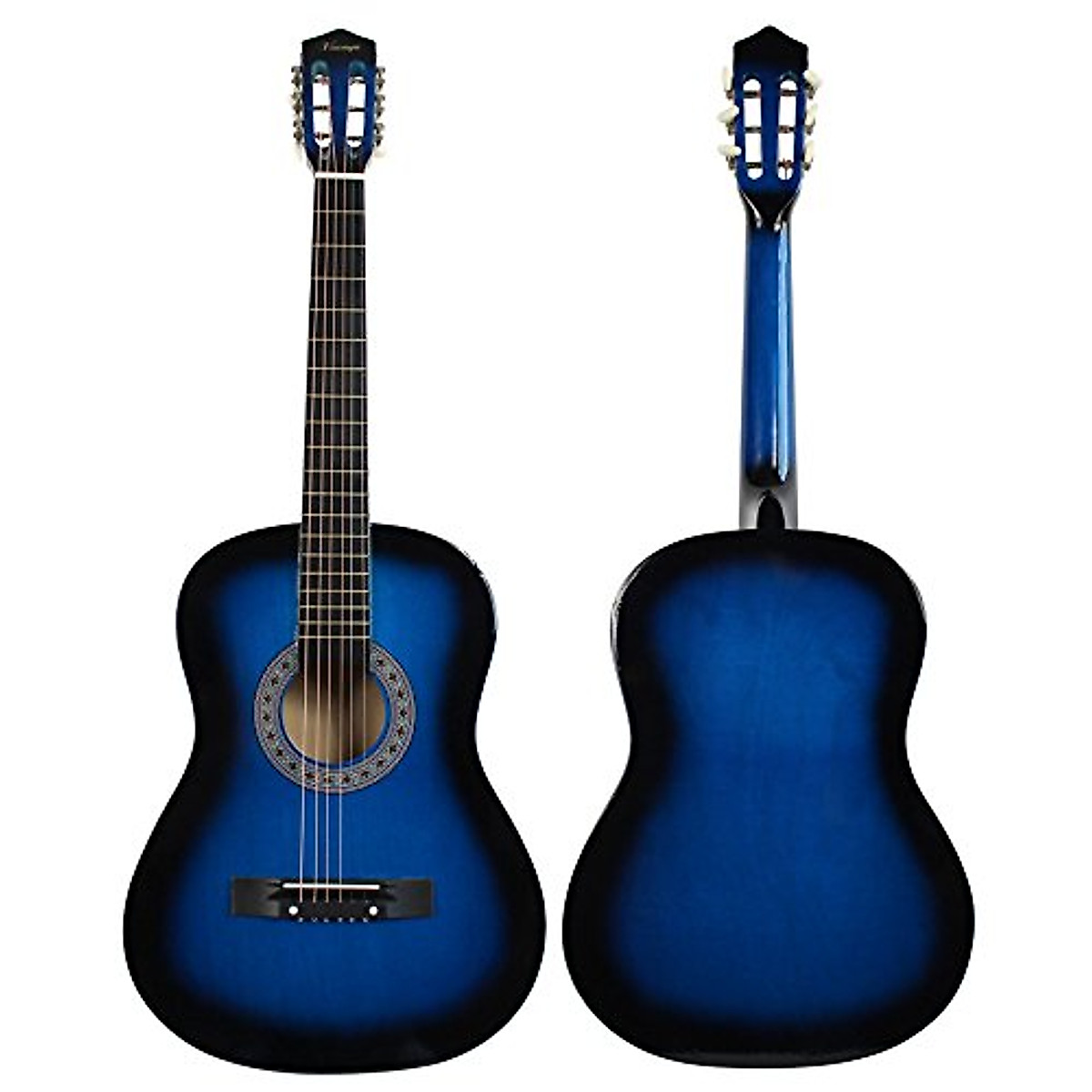 YMC 38" Blue Beginner Acoustic Guitar Starter Package Student Guitar with Gig Bag,Strap, 3 thickness 9 Picks,2 Pickguards,Pick Holder, Extra Strings, Electronic Tuner -Blue