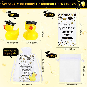 Chunful 24 Sets 2025 Graduation Gifts Resin Graduation Duck Funny Graduation Ducks with Inspirational Congratulation Cards Organza Bags for School Student College Son Daughter Graduation Party