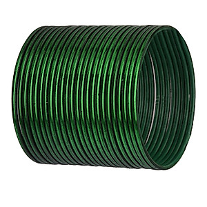 Efulgenz Metal Bangles for Women Indian Jewelry Two Dozen Wedding Bangles Set Plain Glossy Green Bangles Bracelets Bridal Bangle Set Fashion Costume Jewelry Accessories for Women (24 Pcs) Size 2.4