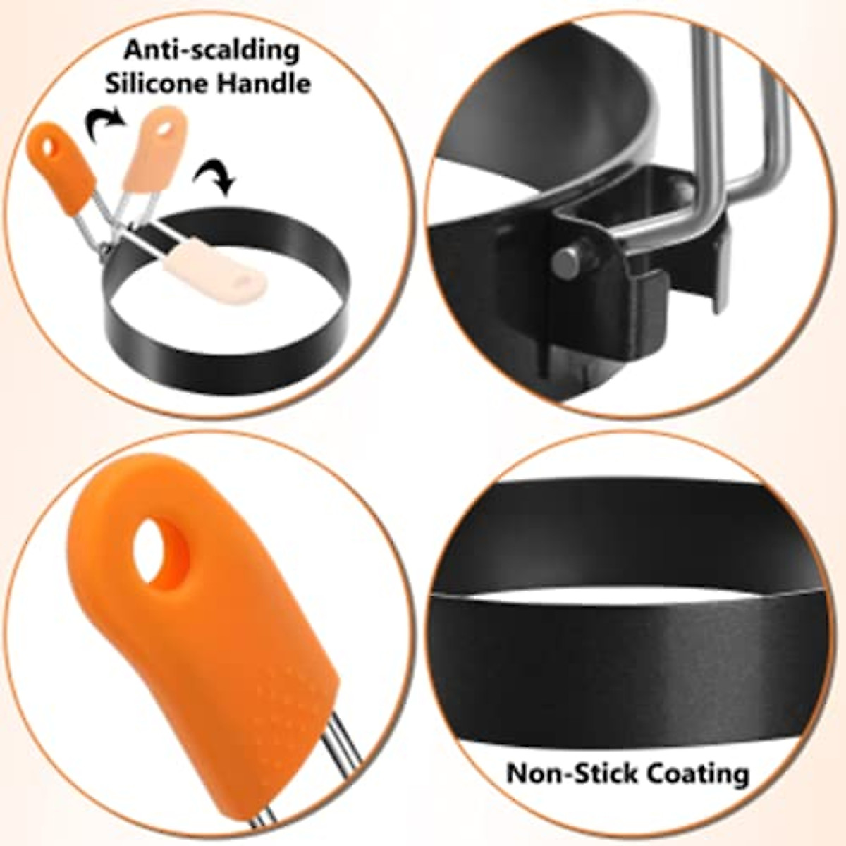 AIDULYY 6 Pcs Stainless Steel Egg Rings + 9 holes Multipurpose Stainless Steel Steamed Egg Rack Combo Set, Egg Mold For Breakfast, Mini Pancakes, and Fried Eggs (4 Inch, 6 Inch, 8 Inch)