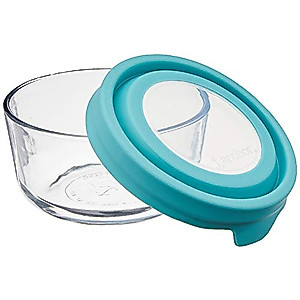 Anchor Hocking TrueSeal Round Glass Food Storage Containers with Airtight Lids, Mineral Blue, Set of 3