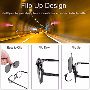 SPLAKS Round Clip-on Sunglasses Unisex Polarized Frameless Flip Up Glasses