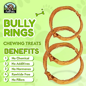 FURFUEL 4 Inch Durable Bully Rings for Dogs, (6 Count) Ideal Teething Ring Chew Treats, Perfect for Teething Relief, Engaging Play Chew Toys, Ideal Chewing Treats for Dogs Teeth