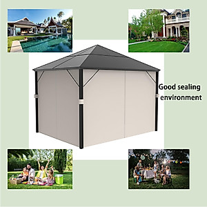 Sunshine Outdoor 12'x12' Privacy Gazebo Curtains, Replacement Universal Curtain Sidewalls 4-Panels Set, for Patio, Garden, Yard (Only Curtains),Beige