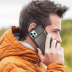 Vofolen Case for iPhone 13 Pro Case Wallet 4-Card Holder ID Slot Flip Door Hidden Pocket Anti-Scratch Dual Layer Hybrid TPU Bumper Armor Protective Hard Shell Back Cover for iPhone 13 Pro Gun Metal