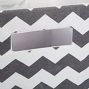 DII Hardsided Polyester Trapezoid Storage Bin, Chevron, Gray, Medium