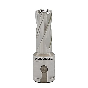 Accusize Industrial Tools 9/16'' Cutting Diameter with 1'' Cutting Depth, H.S.S. Annular Cutter with Nitto One Touch Shank, CBN Ground, 1190-2014