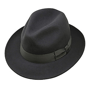Swift - Fedora - Lightweight - 100% Wool Felt - Crushable for Travel - Water Resistant - Snap Brim - Dark Grey 58cm